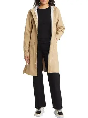Rains Curve Waterproof Belted Jacket - Sand