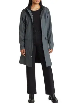 Rains Curve Waterproof Belted Jacket Slate