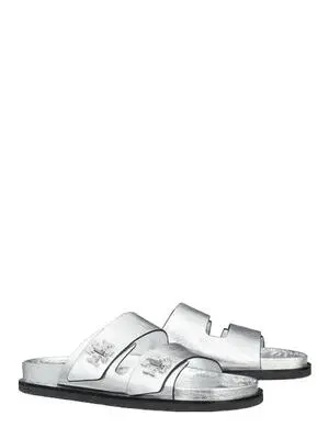 Tory Burch T Lock Sport Slide Sandal Silver