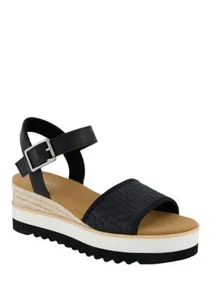 Toms Diana Platform Wedge Sandal - Black Canvas