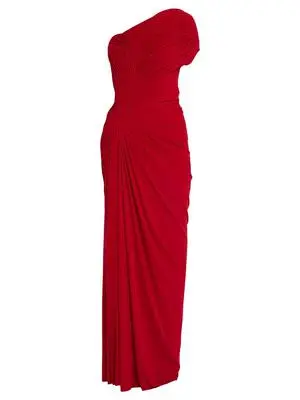 GAURAV GUPTA Sculpted One-Shoulder Gown Red