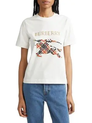 Burberry Equestrian Knight Design Embroidered T-shirt - Chalk