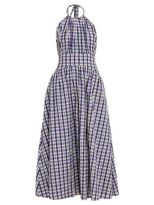 Rosie Assoulin In The Name Of Love Halter Midi Dress - Navy Check