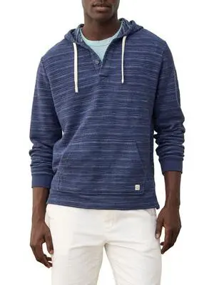 Marine Layer Portola Stripe Slub Cotton Blend Beach Hoodie - Navy/ Natural Stripe