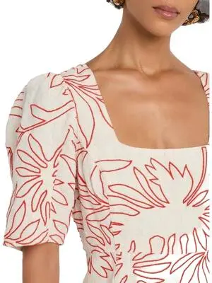 MARIE OLIVER Temma Embroidered Linen Mini Dress - Multi