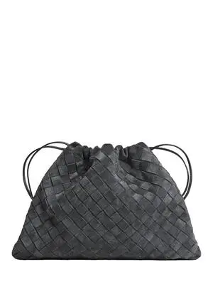 Bottega Veneta Medium Intrecciato Suede Bag - 1035 Graphite-gold
