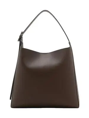 Mango Buckle Faux Leather Shopper Bag - Chocolate