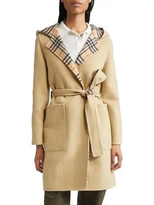 BURBERRY Hampshire Wool Reversible Hooded Coat