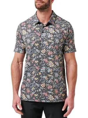 Travis Mathew Featherweight Day Floral Piqué Polo - Black