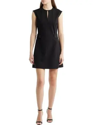 BOSS A-line Dress With Keyhole Neck - Black