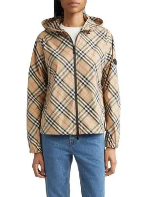 Burberry Check Hooded Jacket Sand Ip Check