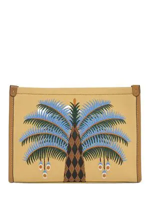 Etro Embroidered Canvas Pouch - Pale Yellow