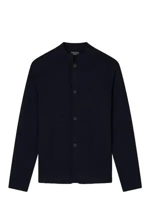 Emporio Armani Icon Knitted Jacket With Guru Collar - Navy