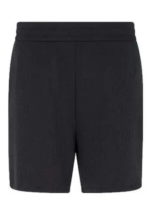 Emporio Armani Lyocell-blend Jacquard Jersey Bermuda Shorts - Navy