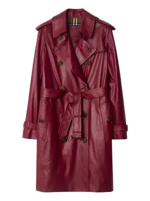 Burberry Mid-length Leather Kensington Trench Coat - Ripple