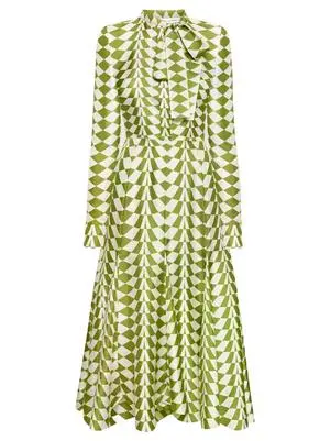 Oscar De La Renta Geometric-print Midi Dress - White