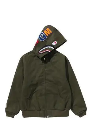A BATHING APE Shark Work Hoodie Jacket - Olivedrab Green