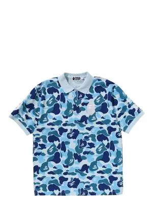 A BATHING APE Abc Camo Large Ape Head Polo Shirt - Blue