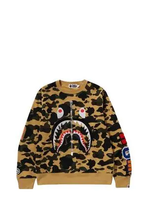 A BATHING APE 1st Camo Shark Crewneck Sweatshirt Yellow