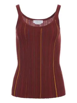 Gabriela Hearst Yara Pinstripe Knit Tank Top In Merino Wool - Burnt Sienna