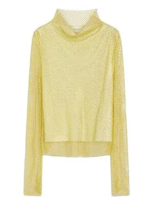 Max Mara Mesh T-shirt With Rhinestones - Pastel Green
