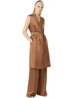 Max Mara Envers Satin Sleeveless Jacket - Brown