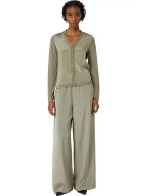 Max Mara Stretch Crêpe De Chine Trousers - Sage Green