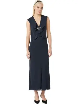 Max Mara Sleeveless Cady Midi Dress - Midnightblue
