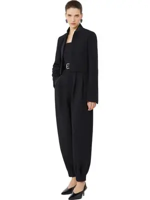 Max Mara Cropped Sable Jacket - Black
