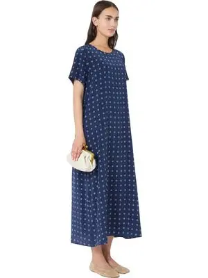 Max Mara Printed Silk T-shirt Dress - Navy