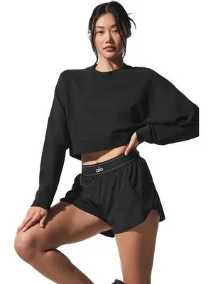 Alo Yoga Cropped Sway Crewneck Pullover - Black