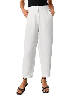 Whistles Linen Barrel Leg Trousers - White