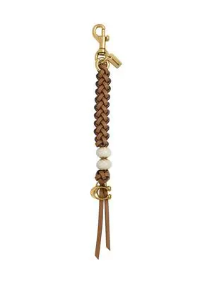 COACH Heritage Bead Bag Charm Brass/honey Brown Multi