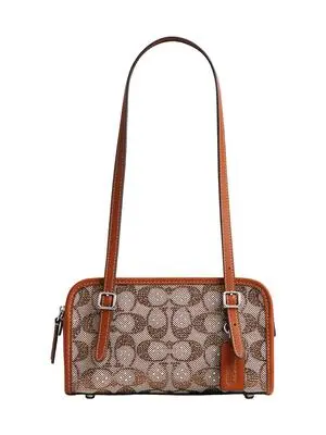 Coach Swing Zip Bag 20 In Crystal Signature Jacquard - Silver/burnished Amber