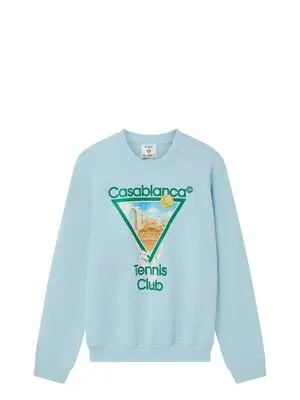 Casablanca Tennis Printed Cotton Sweatshirt Blue