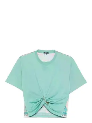 Versace T-shirt With Decorative Safety Pin - Green