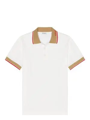 Burberry Collar Slim Fit Polo In White - Chalk