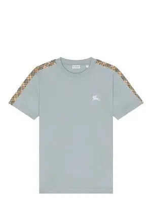 Burberry Slim Fit Tape Check T-shirt In Blue - Gale