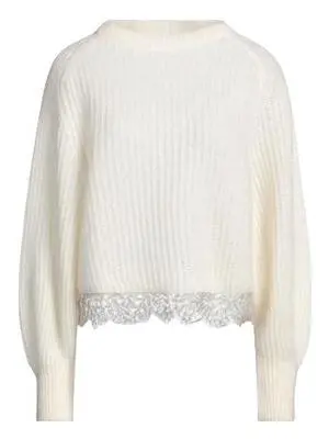 Fabiana Filippi Knit Sweater With Lace Detailing - White