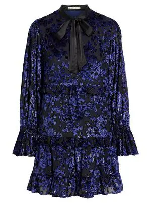 Alice + Olivia Moranne Metallic Fil Coupé Mini Dress - Indigo