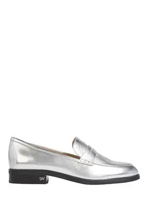 STUART WEITZMAN Emi Metallic Leather Loafers - Silver