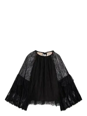 Alice + Olivia Delia Lace Top - Black