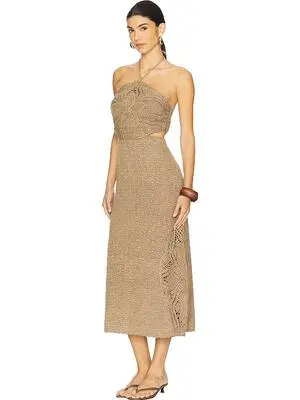 AMUR Clara Knit Midi Dress - Sand Dune