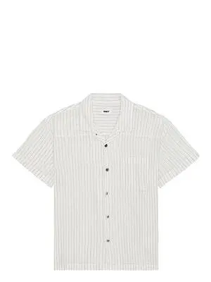 Obey Donnie Sheer Striped Short Sleeve Shirt In White - White Multi
