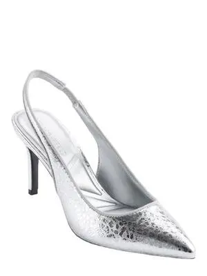 Karl Lagerfeld Paris Rosalyn Pointed Toe Slingback Pumps Silver