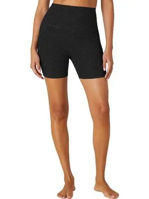 Beyond Yoga Keep Pace Space Dye Bike Shorts - Darkest Night