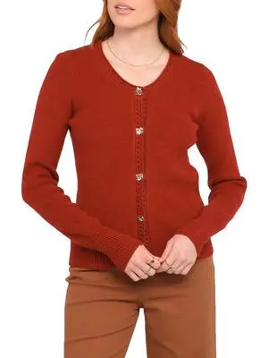 PETAL & PUP Openwork Knit Cardigan - Red