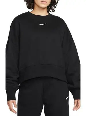 Nike Phoenix Fleece Crewneck Sweatshirt - 010 Black/sail
