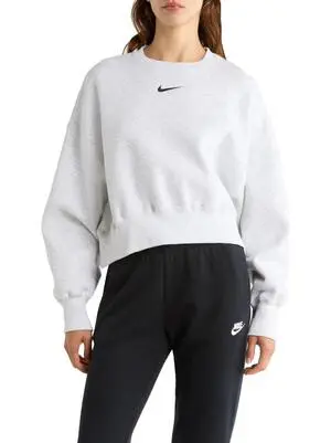 Nike Phoenix Fleece Crewneck Sweatshirt Birch Heather/black