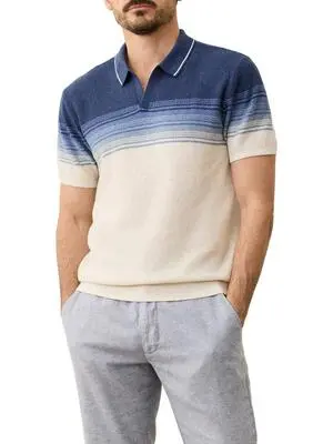 Marine Layer Greyson Short Sleeve Polo Sweater - Navy/ Oatmeal
